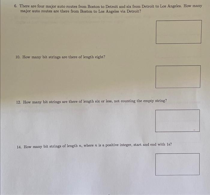 Solved 6. There are four major auto routes from Boston to | Chegg.com