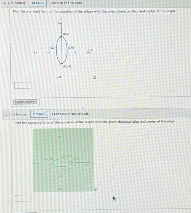 Solved Find the standard form of the equation of the ellipse | Chegg.com