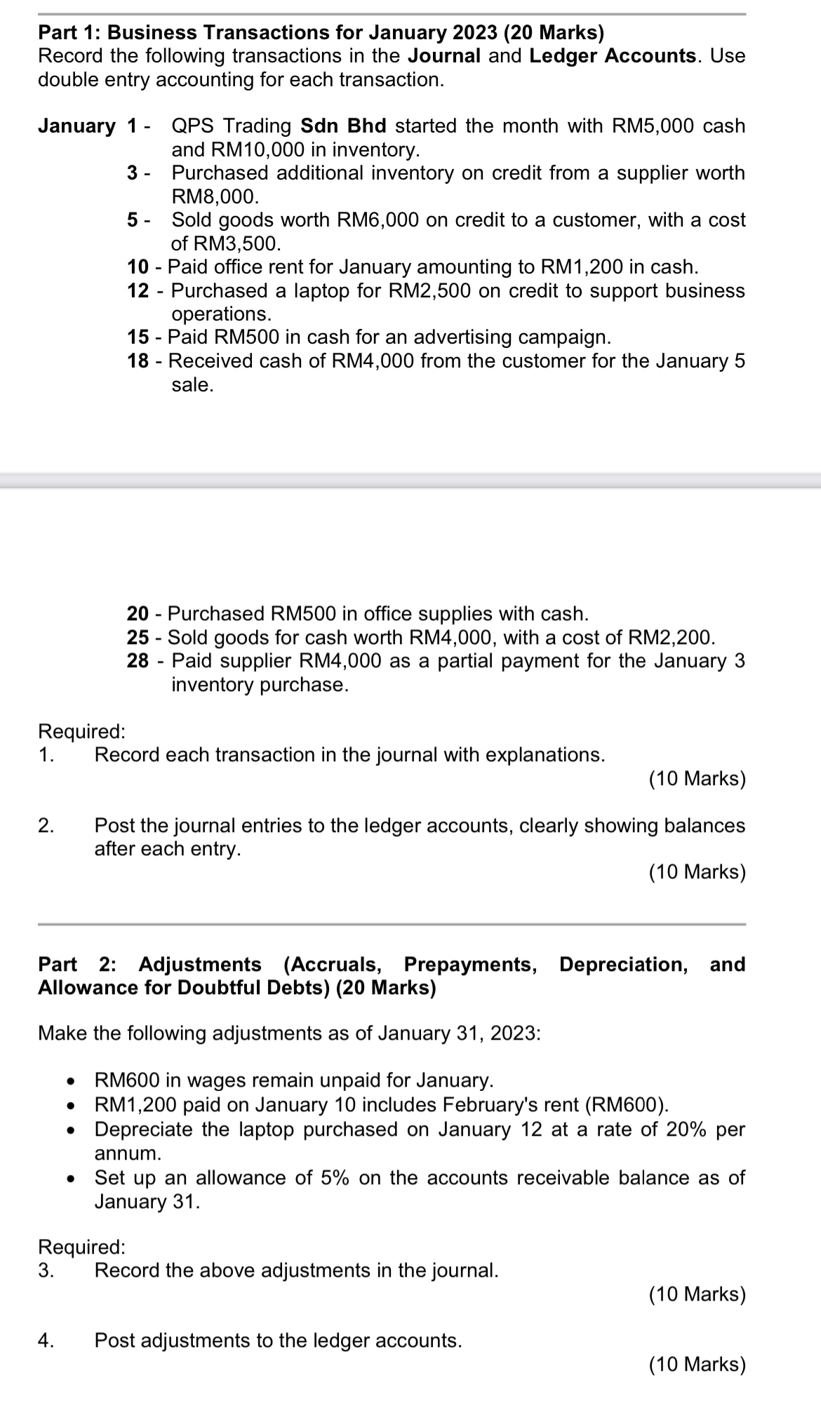 Solved How to solve Part 1: Business Transactions for | Chegg.com