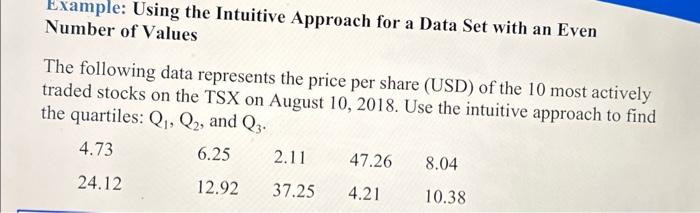 Solved Example Using The Intuitive Approach For A Data Set Chegg