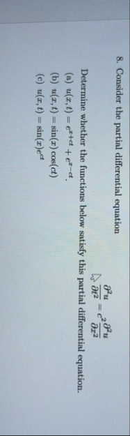 Solved Consider the partial differential | Chegg.com