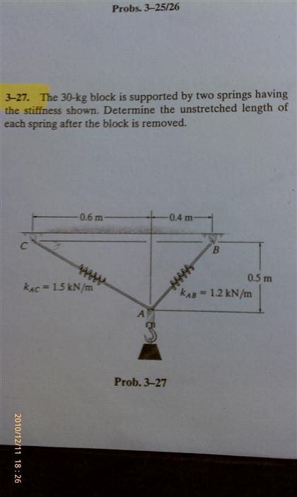 Solved The 30-kg block is supported by two springs having | Chegg.com
