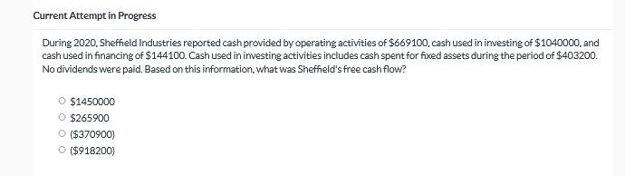 Solved Current Attempt in ProgressDuring 2020. ﻿Sheffield | Chegg.com