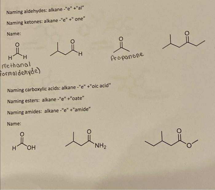 Solved Naming aldehydes: alkane-"e" +"al" Naming ketones: | Chegg.com
