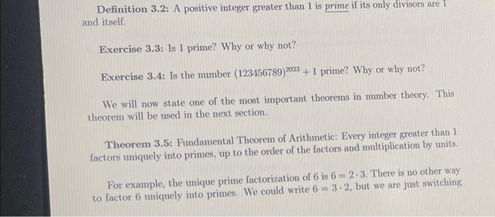 Solved Definition 3.2: A positive integer greater than 1 is | Chegg.com
