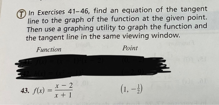Solved In Exercises 41-46, find an equation of the tangent | Chegg.com