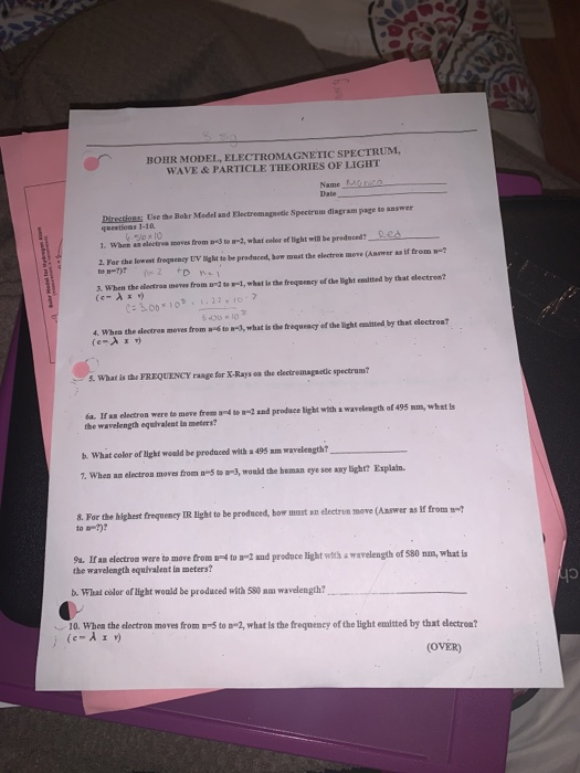 Solved BOHR MODEL, ELECTROMAGNETIC SPECTRUM. WAVE & PARTICLE | Chegg.com