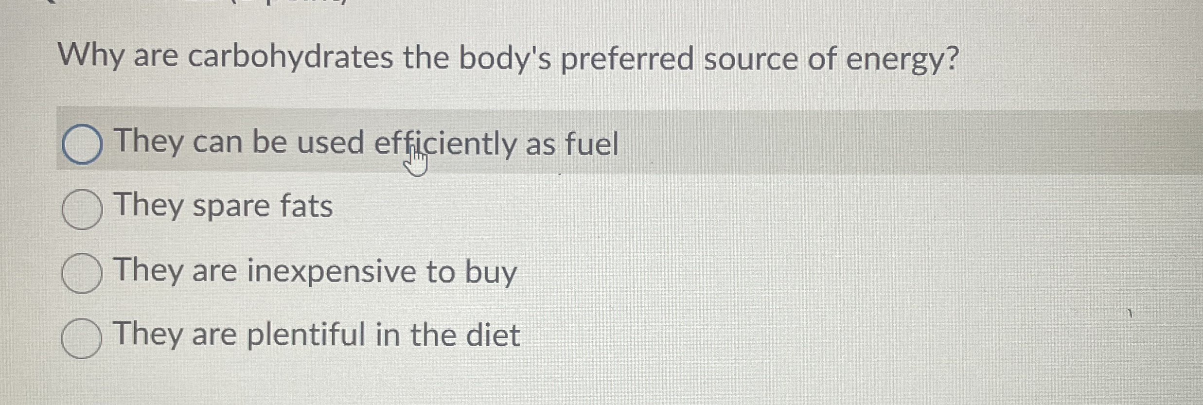 Solved Why are carbohydrates the body's preferred source of | Chegg.com