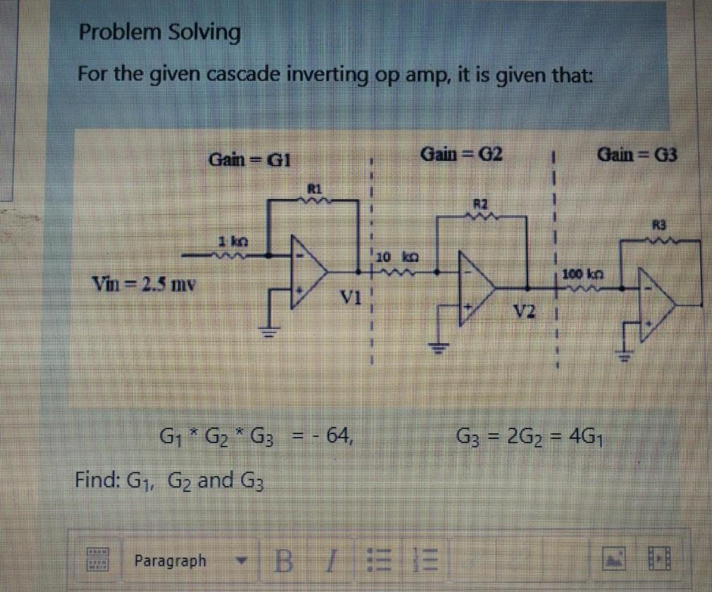 Solved Problem Solving For the given cascade inverting op | Chegg.com