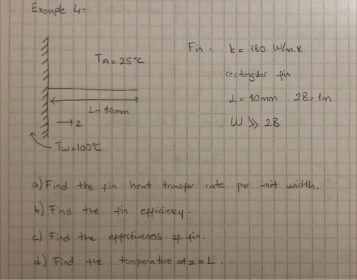 Solved Rectangular fina) Find the fin heat transfer rate per | Chegg.com