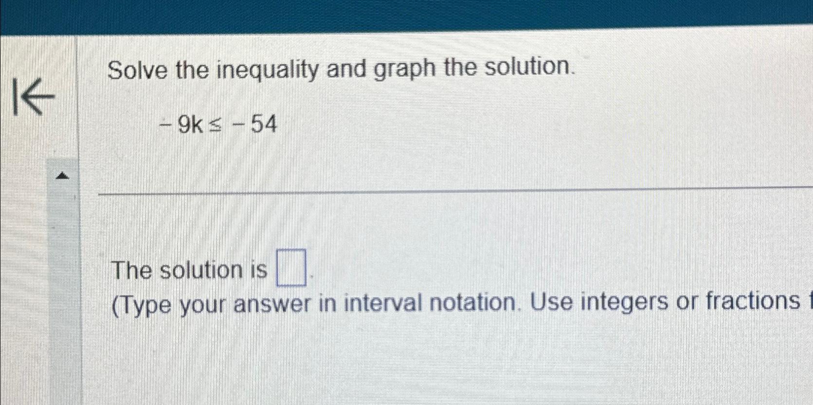 Solved Solve the inequality and graph the | Chegg.com