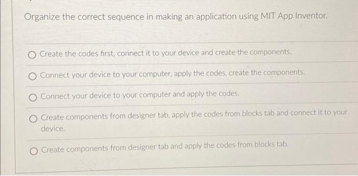 Solved Organize the correct sequence in making an | Chegg.com
