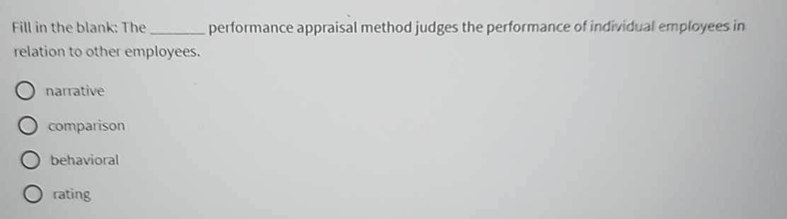 Solved Fill in the blank: The ﻿performance appraisal | Chegg.com