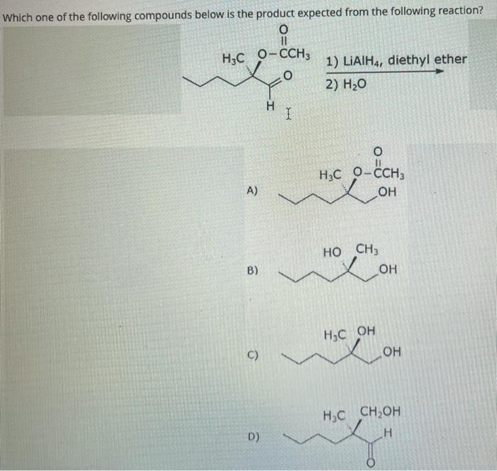 Solved Which of the following is the product of the reaction | Chegg.com