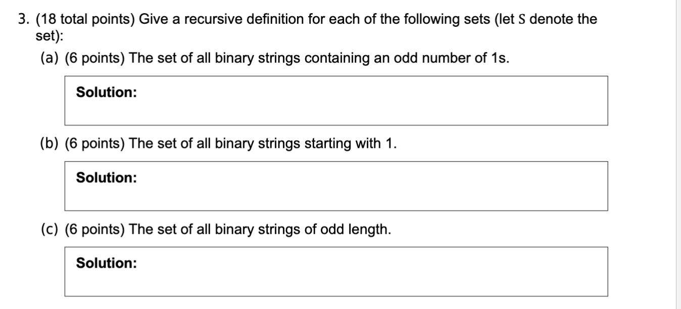 Solved (18 ﻿total points) ﻿Give a recursive definition for | Chegg.com