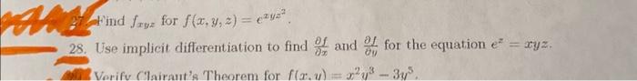 Solved Find fxyz for f(x,y,z)=exyz2. 28. Use implicit | Chegg.com
