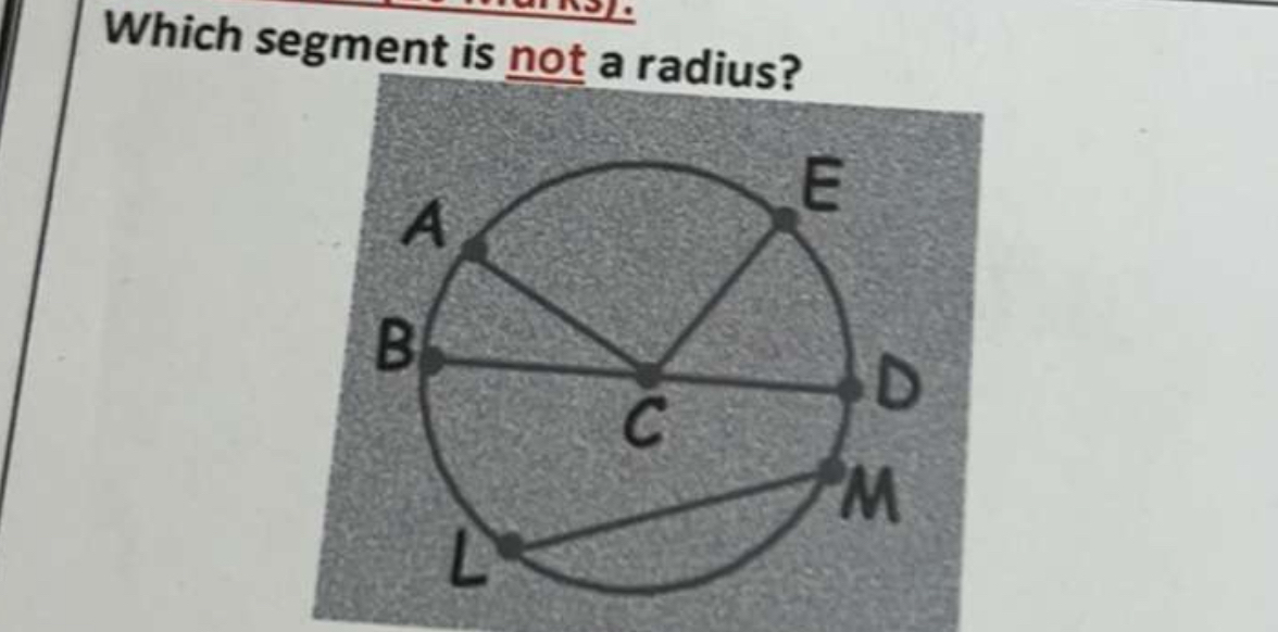 Solved Which segment is not a radius? | Chegg.com
