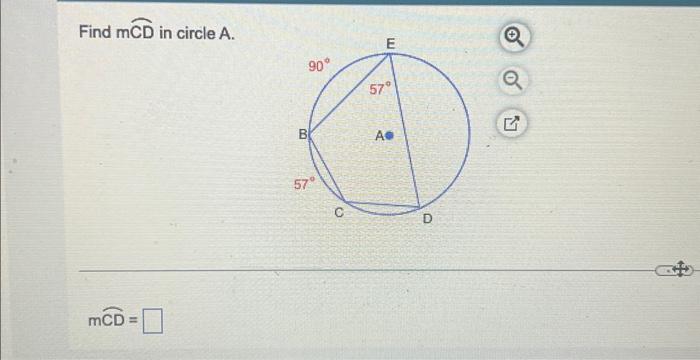 Solved Find \( m \overparen{C D} \) in circle A. mCD= | Chegg.com