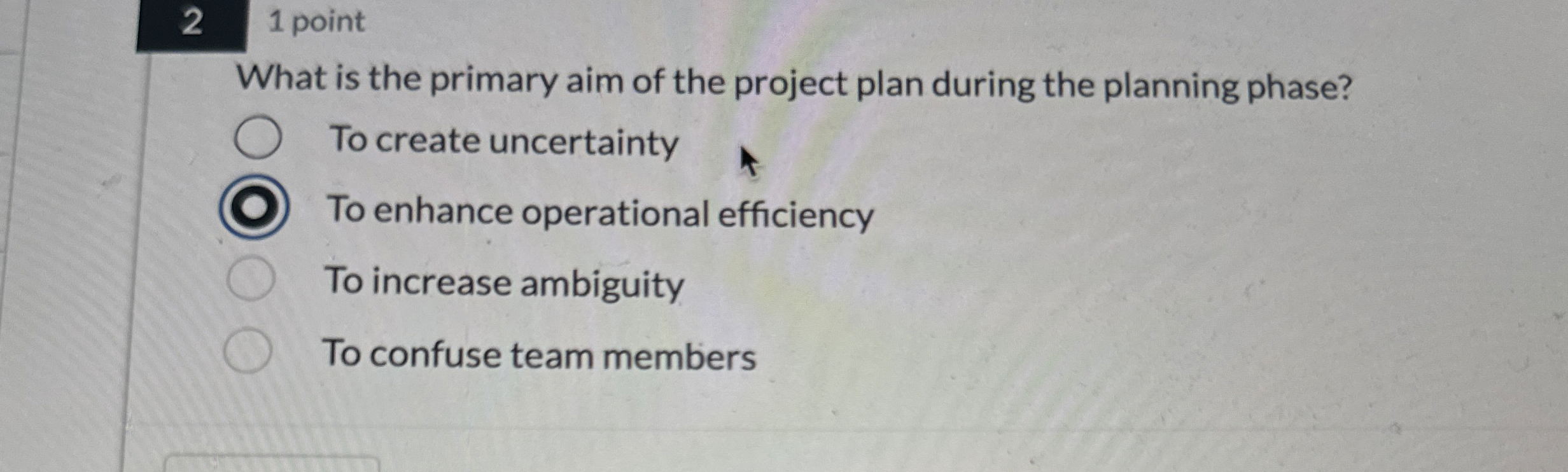 Solved 21 ﻿pointWhat is the primary aim of the project plan | Chegg.com