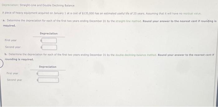 Solved Depreciationt Straight-Line and Double Declining | Chegg.com