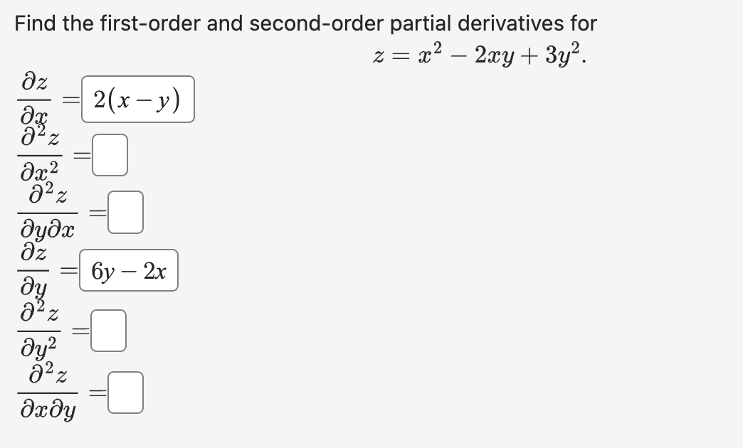 Solved Find the first-order and second-order partial | Chegg.com