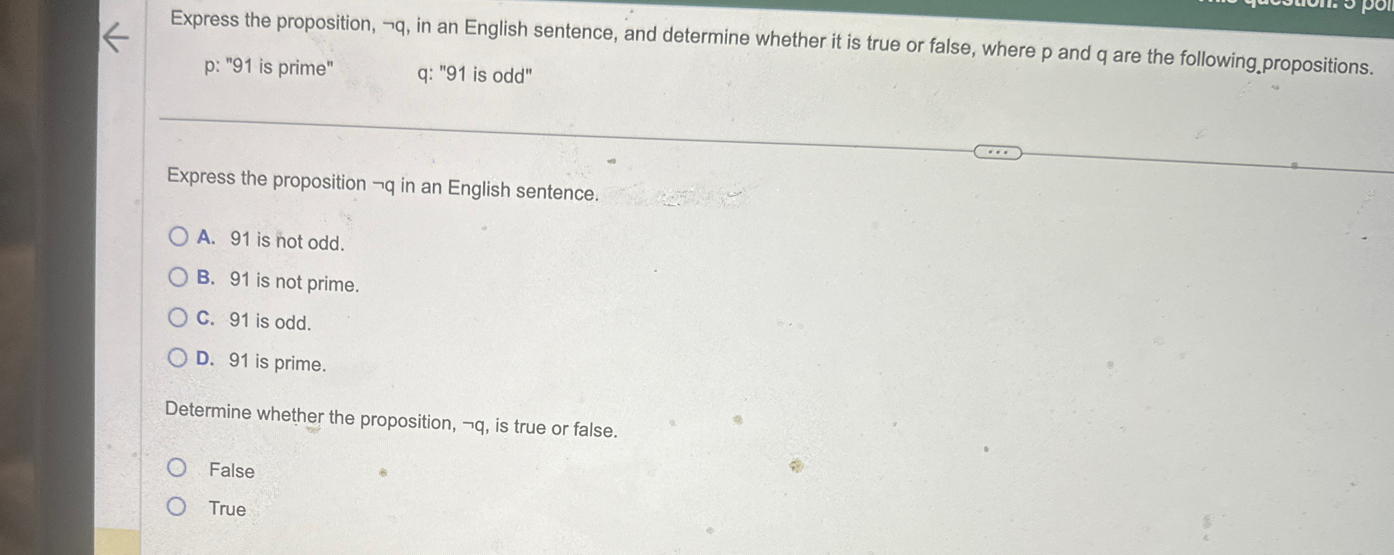 Solved Express the proposition, notq, in an English | Chegg.com