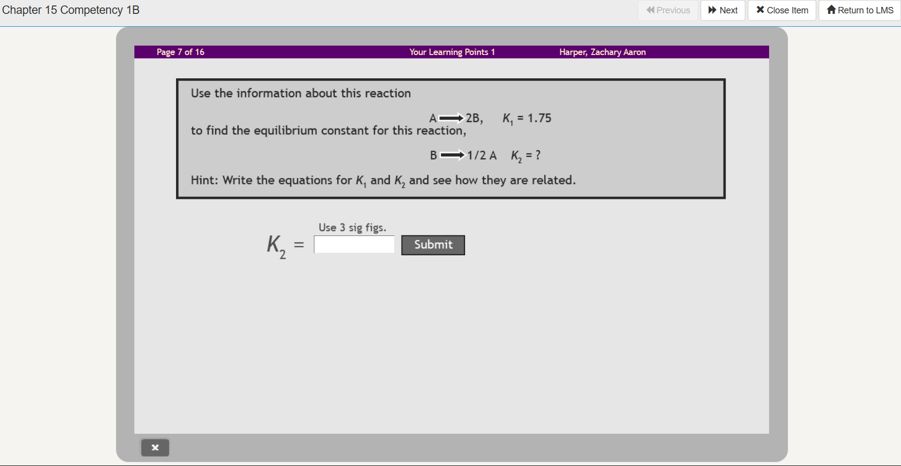 Solved Use the information about this reaction ﻿to ﻿find the | Chegg.com