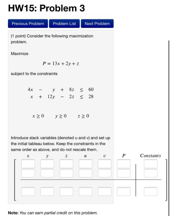 Solved Hw15 Problem 3 Previous Problem Problem List Next 1619
