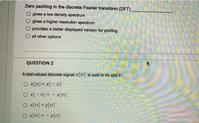 Solved Zero padding in the discrete Fourier transform (DFT). | Chegg.com