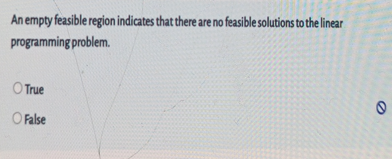 Solved An empty feasible region indicates that there are no | Chegg.com