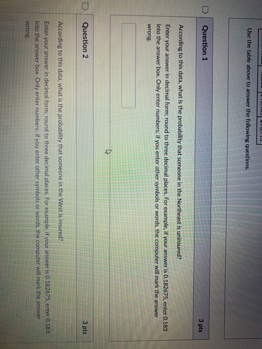 Solved -10,10 Use the table above to answer the following | Chegg.com