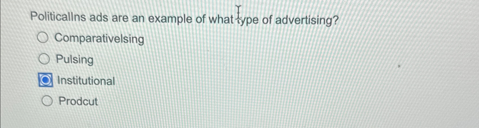 Solved Politicallns ads are an example of what tiype of | Chegg.com