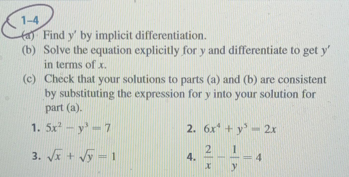 Solved (a). Find y′ by implicit differentiation. (b) Solve | Chegg.com