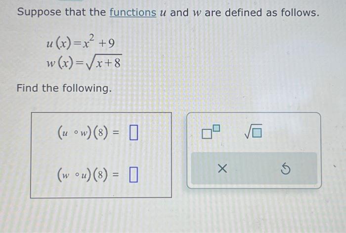 Solved Suppose that the functions u and w are defined as | Chegg.com