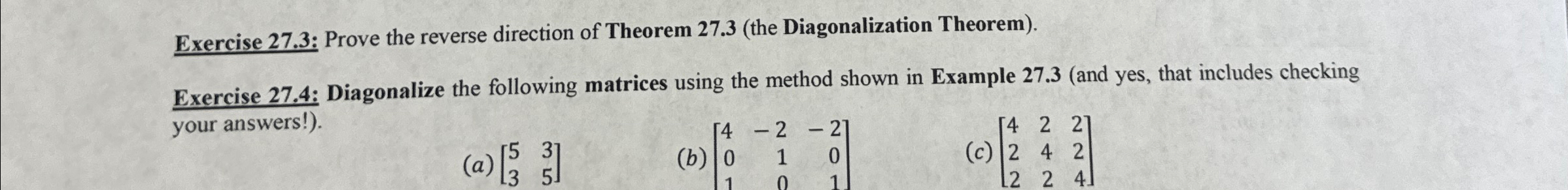 Solved Exercise 27.3: Prove the reverse direction of Theorem | Chegg.com