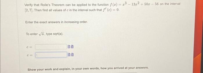 Solved Verify that Rolle's Theorem can be applied to the | Chegg.com