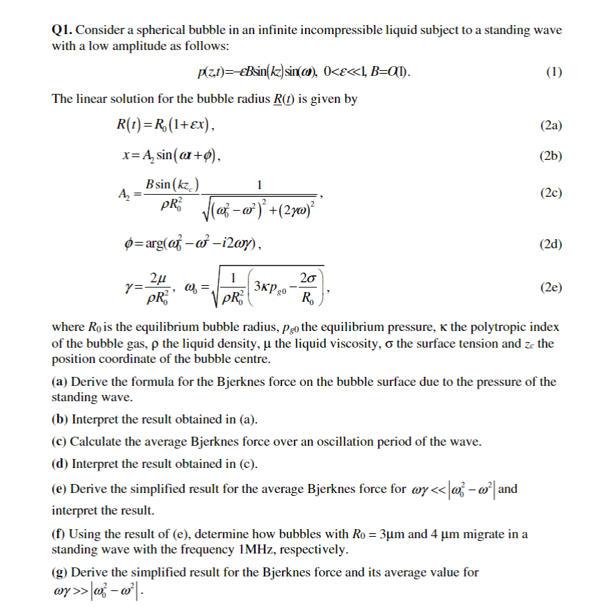 Solved Q1. ﻿Consider a spherical bubble in an infinite | Chegg.com