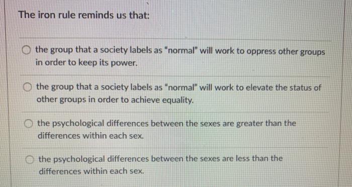 Solved The iron rule reminds us that: the group that a | Chegg.com