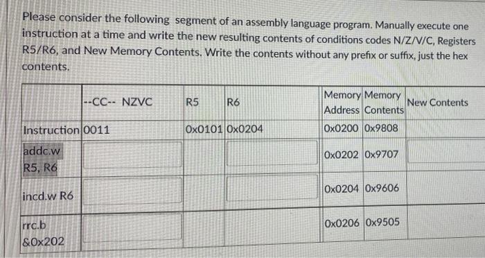 Solved Please consider the following segment of an assembly | Chegg.com