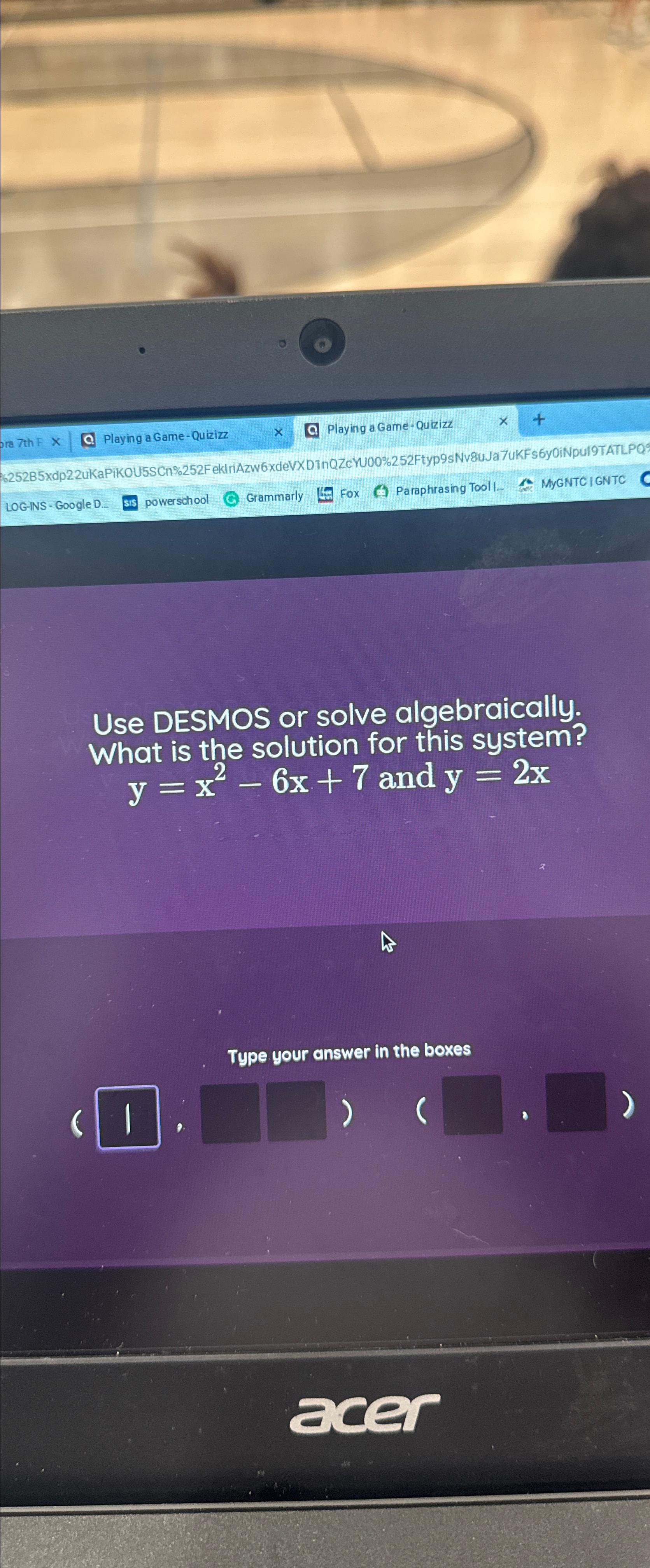 Solved Use DESMOS or solve algebraically. What is the | Chegg.com