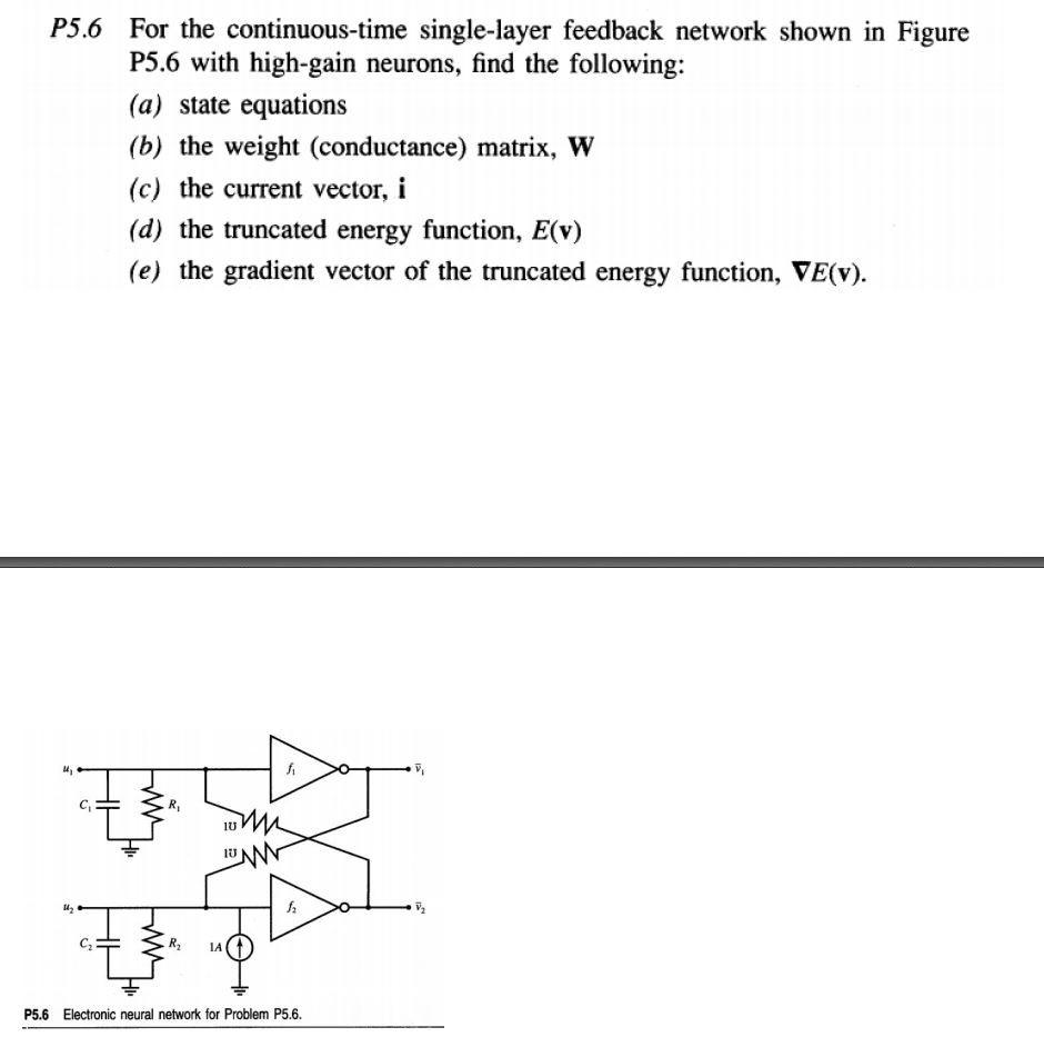 Solved P5.6 For the continuous-time single-layer feedback | Chegg.com