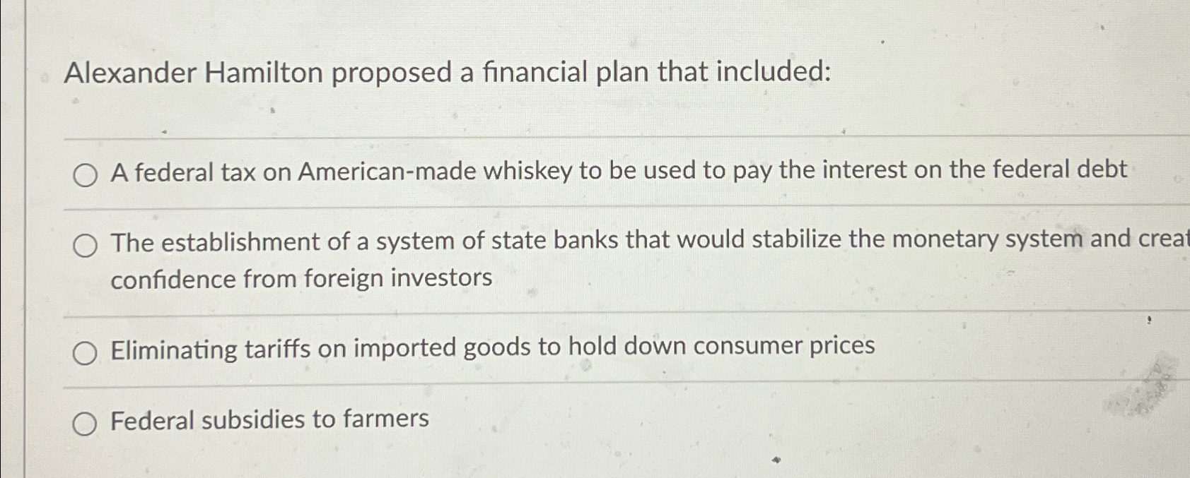 Solved Alexander Hamilton proposed a financial plan that | Chegg.com