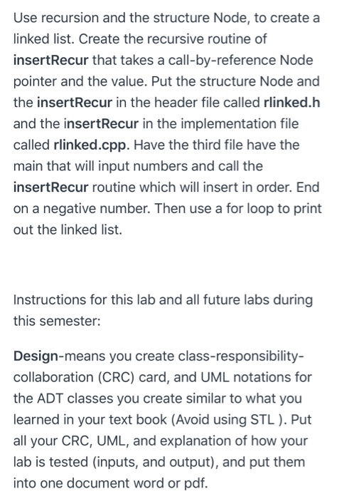 Solved Use Recursion And The Structure Node To Create A 9008