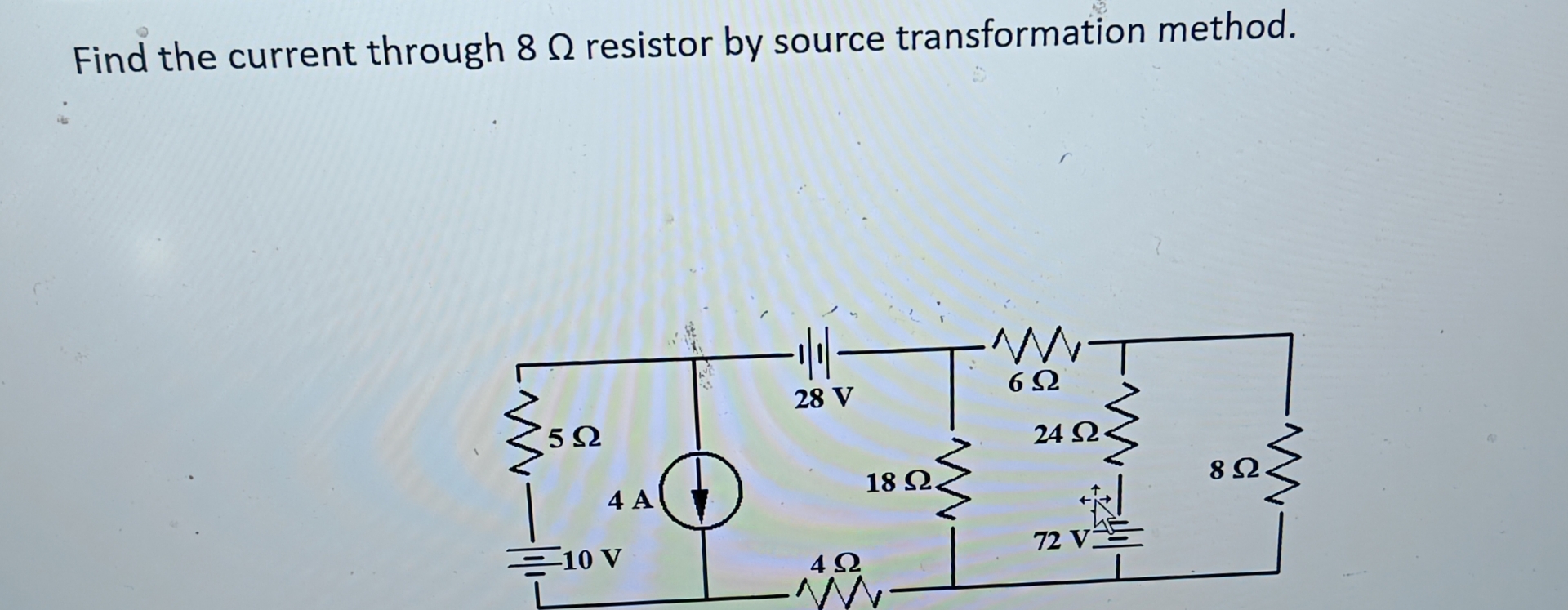 Solved Find the current through 8Ω ﻿resistor by source | Chegg.com