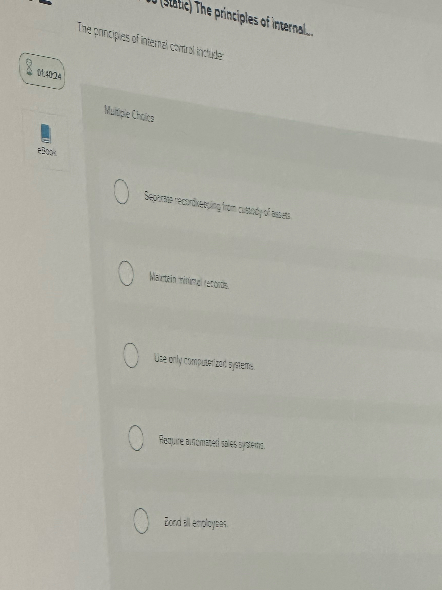 Solved The principles of internal control | Chegg.com