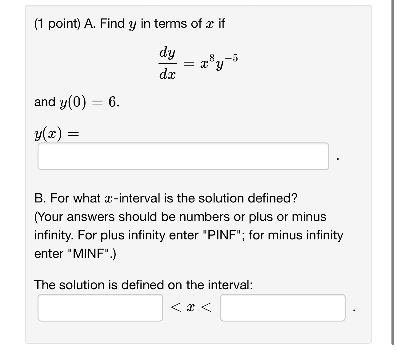 (1 ﻿point) ﻿A. ﻿Find y ﻿in terms of x | Chegg.com