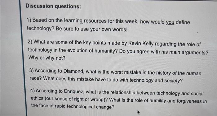 Discussion questions: 1) Based on the learning | Chegg.com