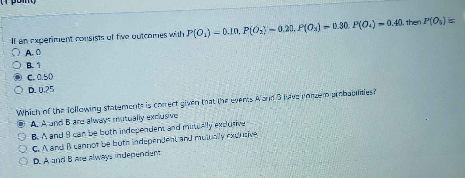 Solved If an experiment consists of five outcomes with | Chegg.com