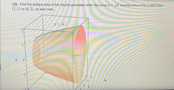 Solved 169. Find the surface area of the volume generated | Chegg.com