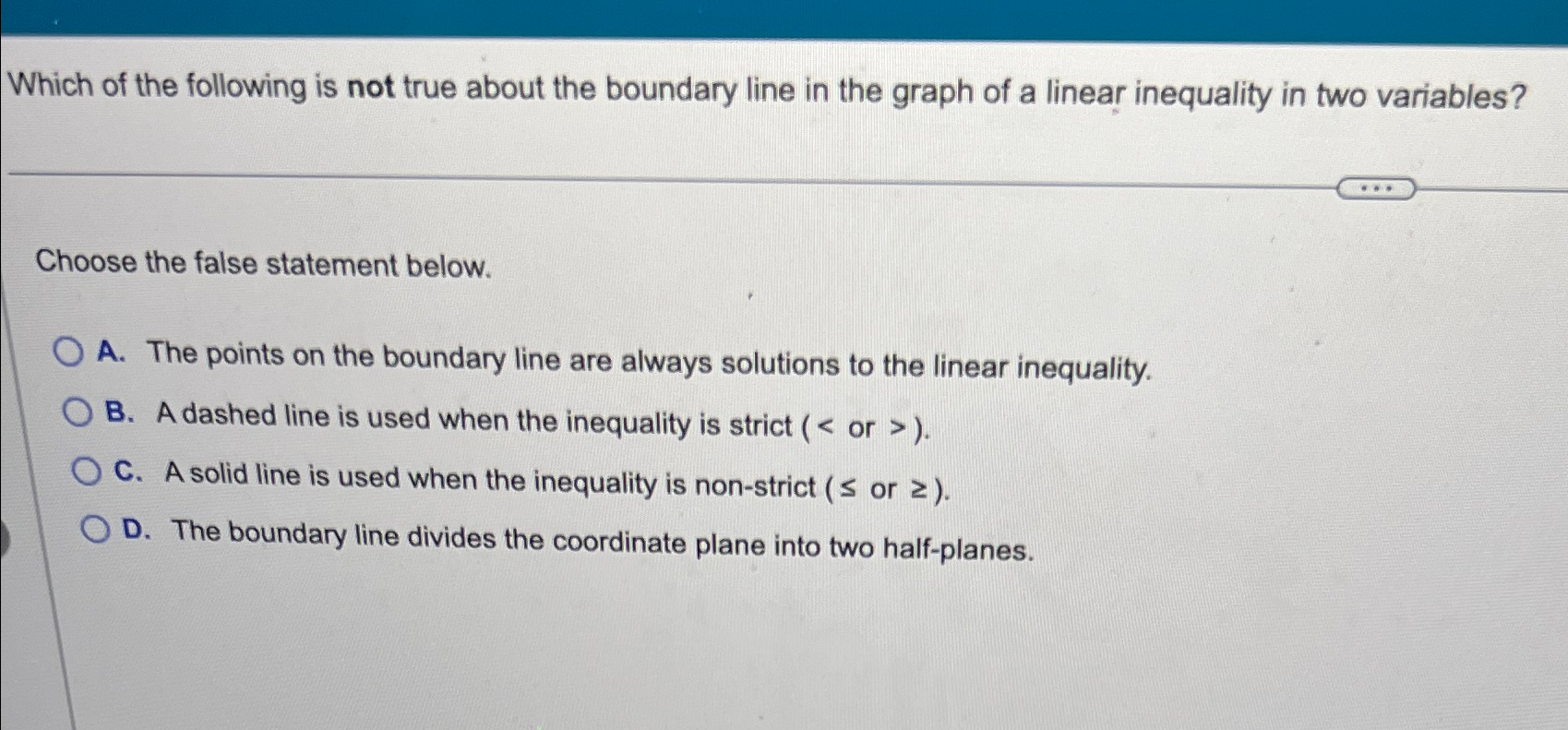 Solved Which of the following is not true about the boundary | Chegg.com